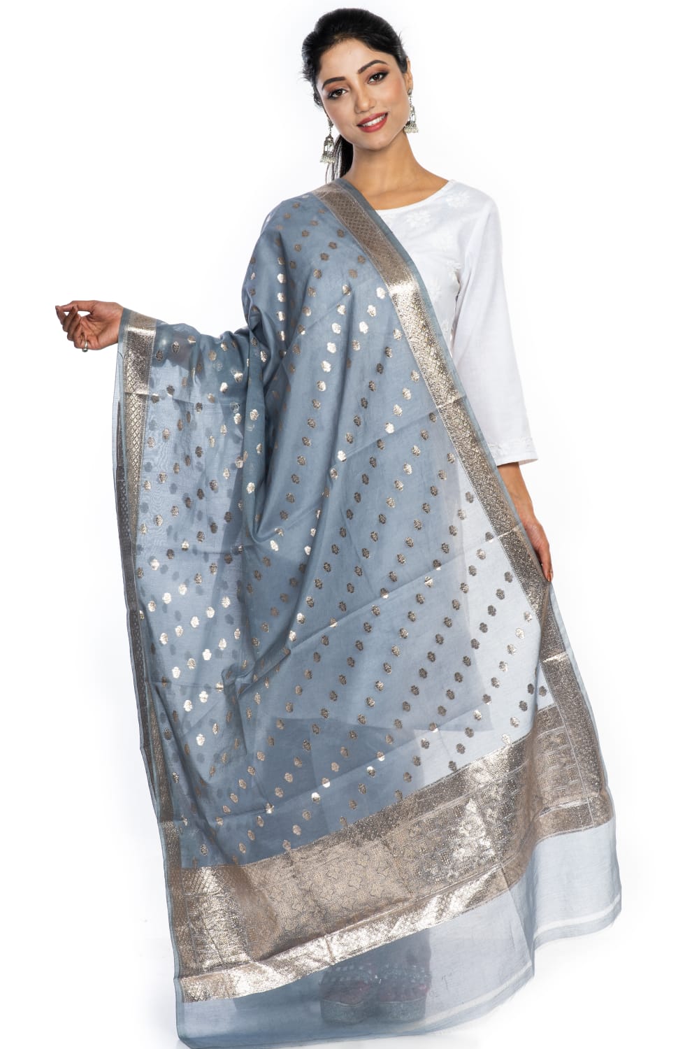 JALPAIBON Women Dupatta (Blue) - Jalpaibon